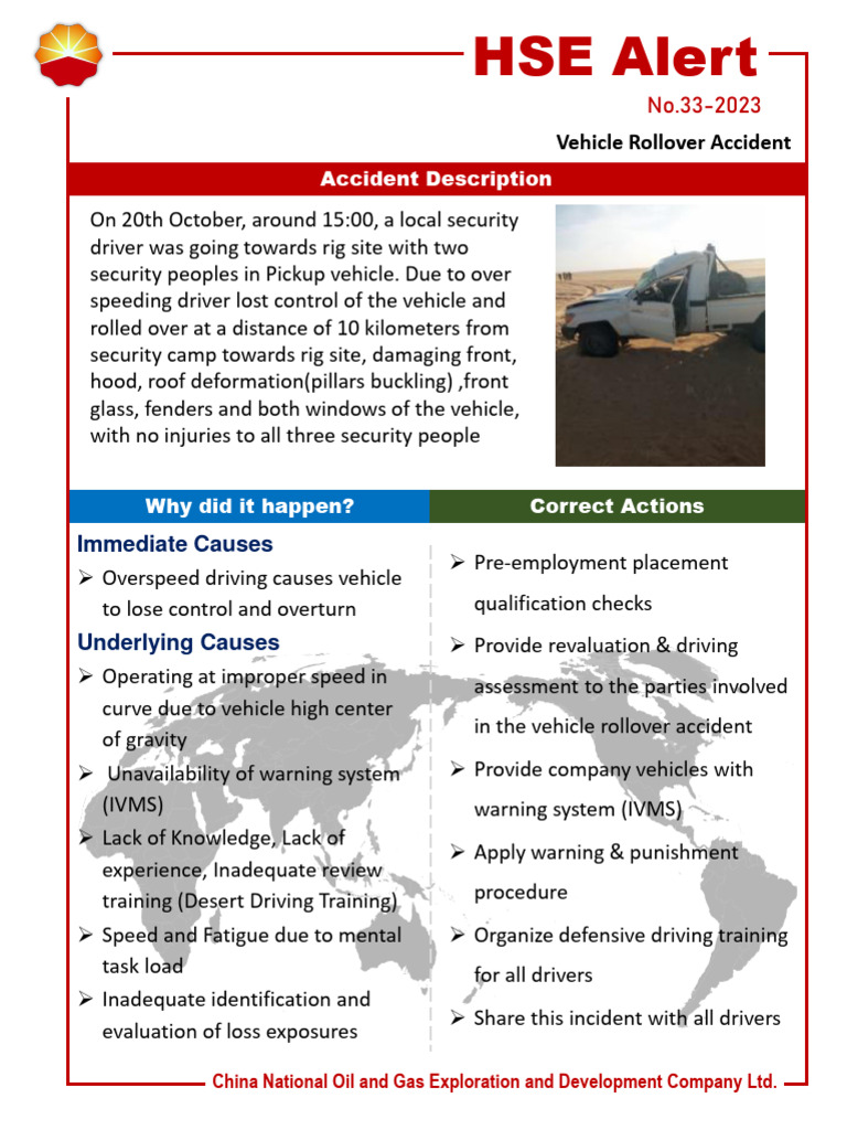 HSE Alert 33-2023 Vehicle Rollover Accident | PDF