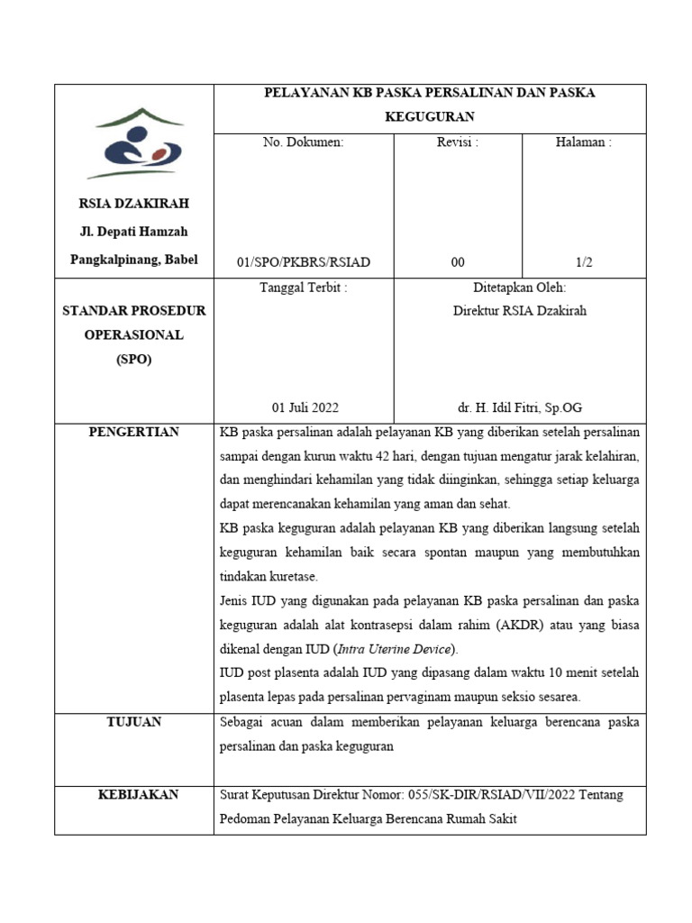 SPO KB Paska Persalinan | PDF