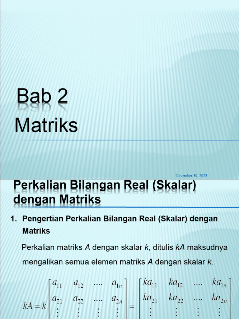 Sifat dan Contoh Perkalian Matriks | PDF