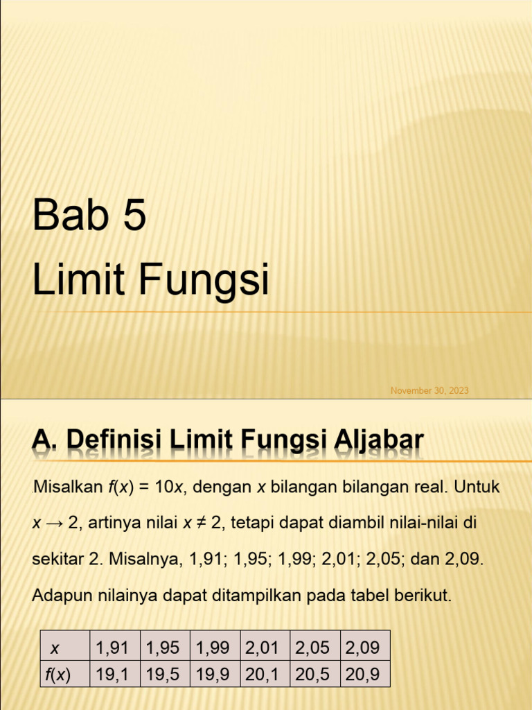 BAB 5 Limit Fungsi (Substitusi Dan Faktorisasi) | PDF