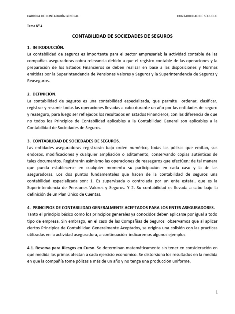 Tema 4. Contabilidad de Sociedades de Seguros | PDF | Contabilidad | Seguro