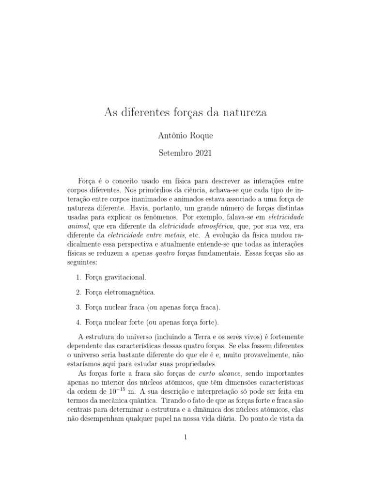 Forças Fundamentais da Natureza | PDF | Física de partículas | Carga ...