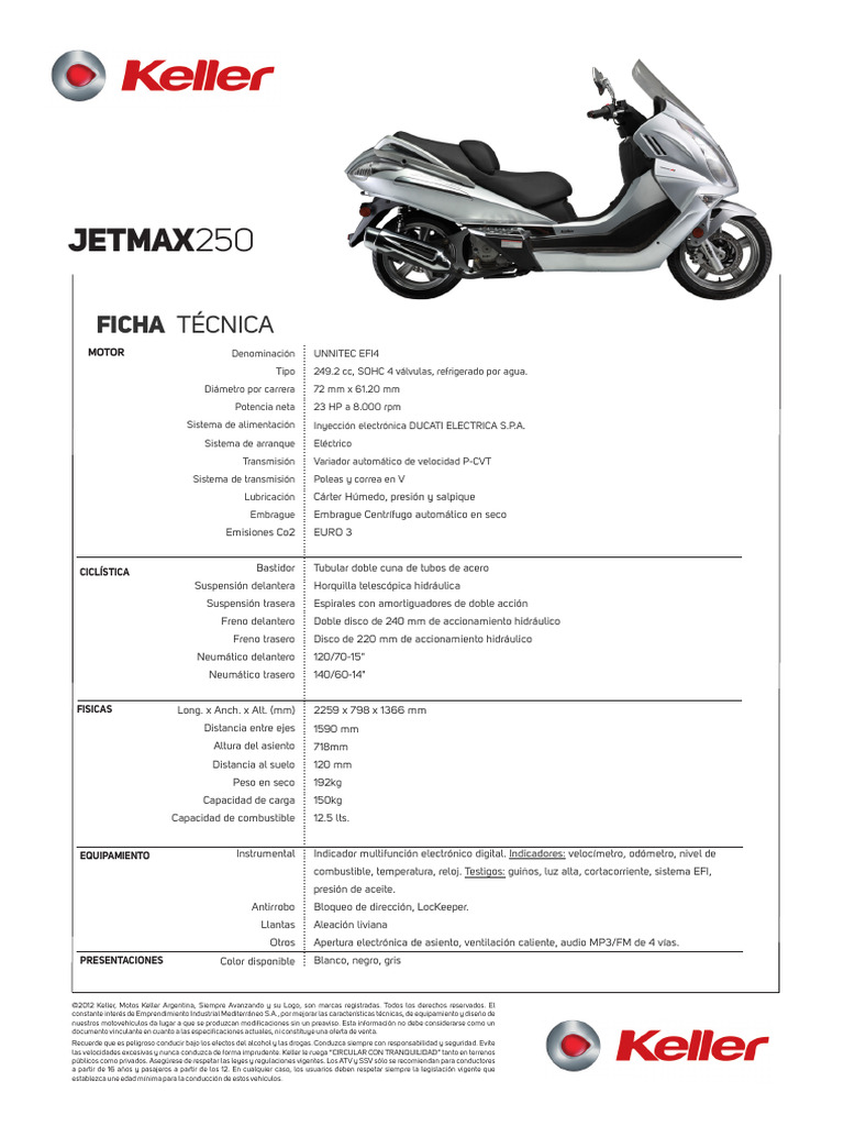 Ficha Técnica Jet-Max250 | PDF | Neumático | Inyección de combustible