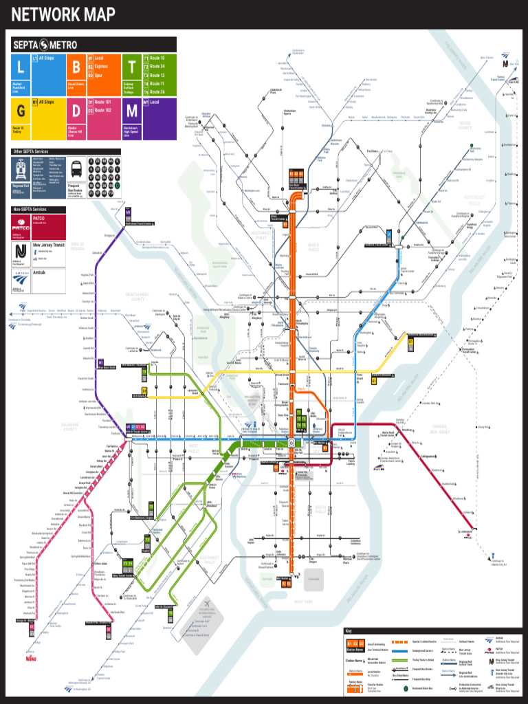 The New SEPTA Map With Renamed Transit Lines | PDF | Light Rail | Septa