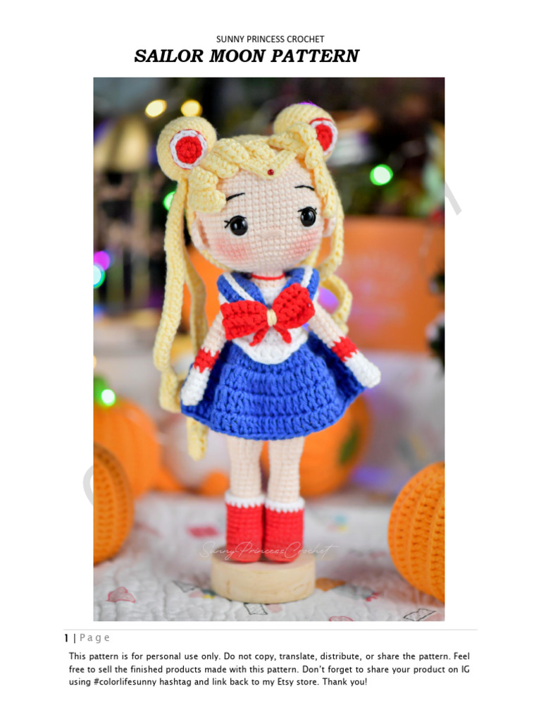 Sunny Princess Sailor Moon Crochet Pattern | PDF | Crochet | Embroidery