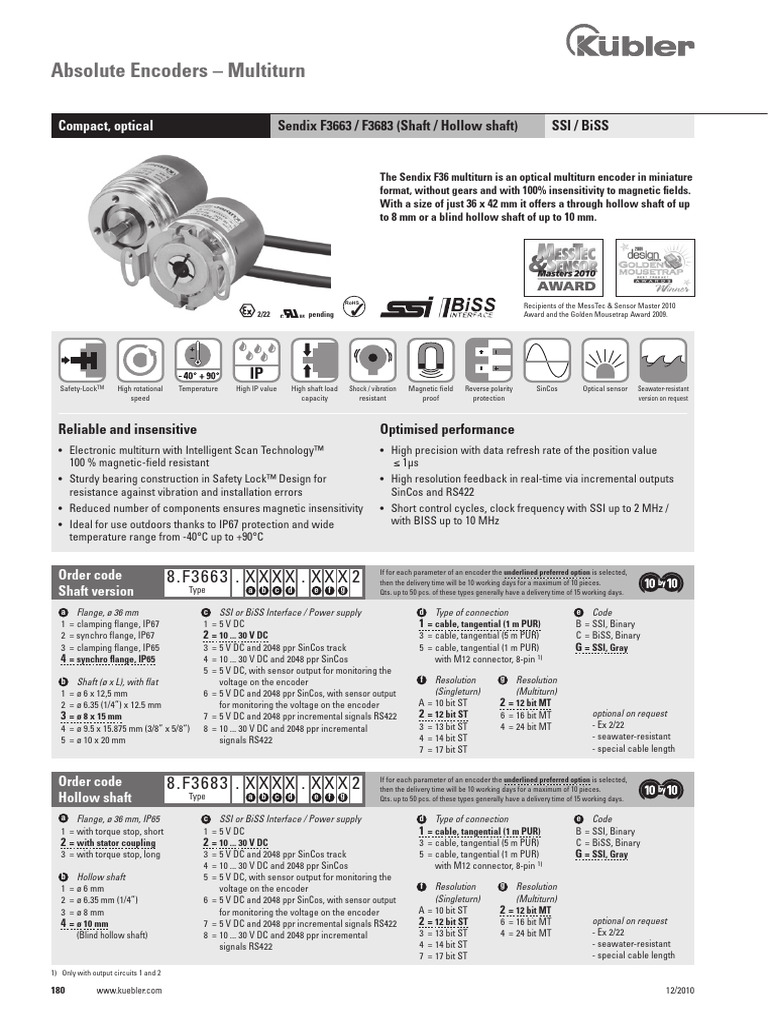 Absolute Encoders - Multiturn: 8.F3663 - X X X X - X X X2 | PDF | Manufactured Goods ...