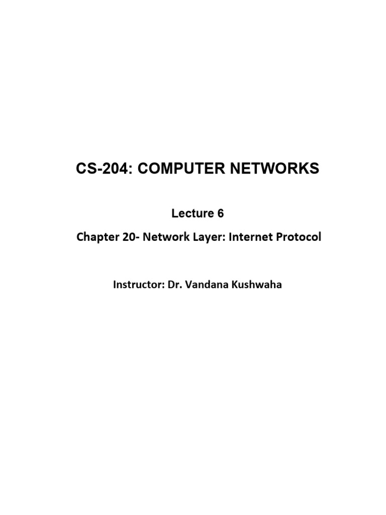 Lecture 6 - Network Layer - Internet Protocol | PDF | I Pv6 | Internet Protocols