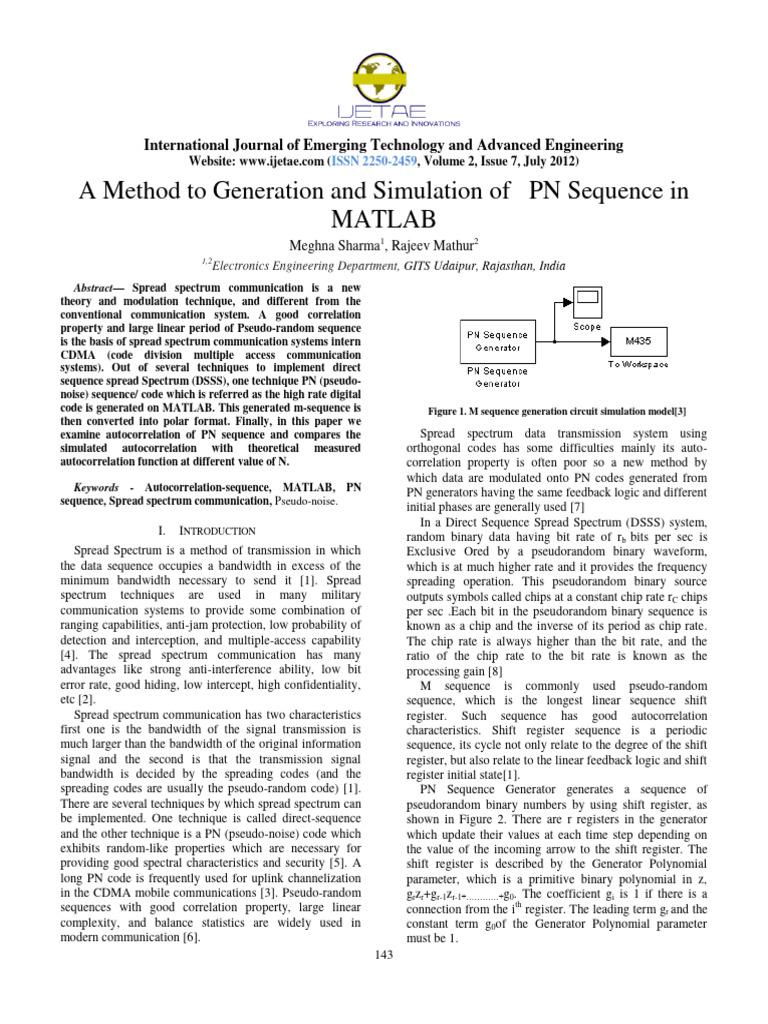 PrintPN Sequence Generation & Simulation | PDF | Autocorrelation | Electronics