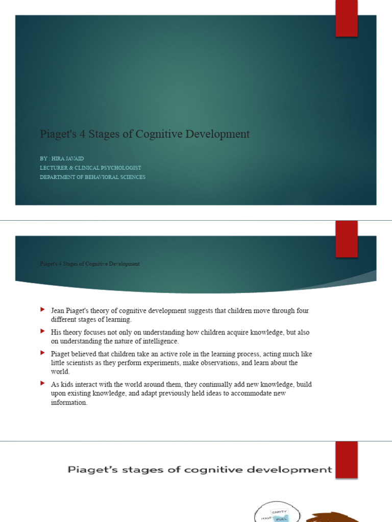 Piaget's Theory of Cognitive Development (Personality) | PDF ...