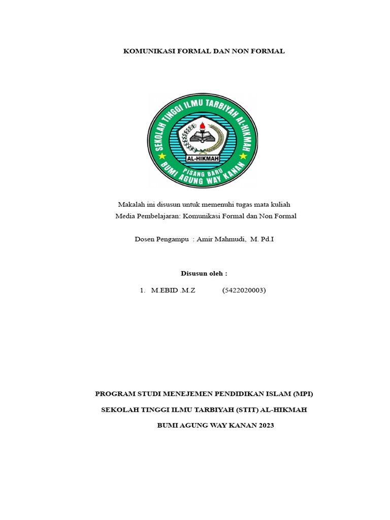 Komunikasi Formal dan Non Formal | PDF | Karier & Perkembangan