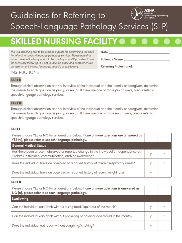 SLP Referral Guidelines For SNF | Download Free PDF | Health Care ...