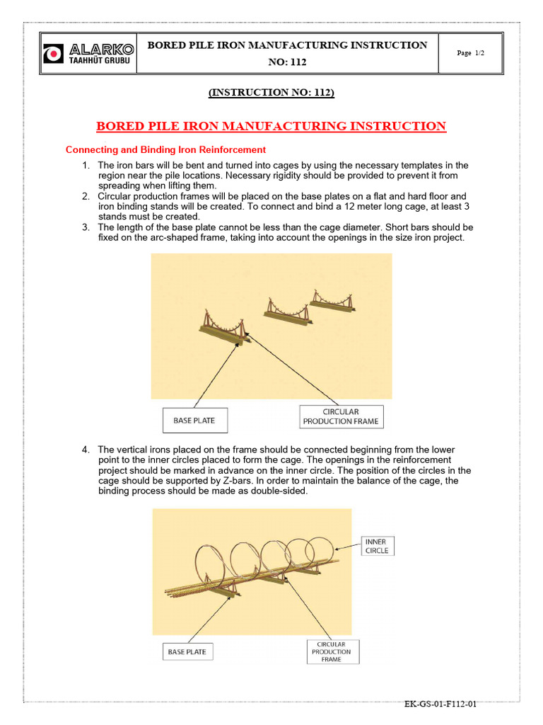 Bored Pile Iron Manufacturing Instruction | PDF | Deep Foundation ...