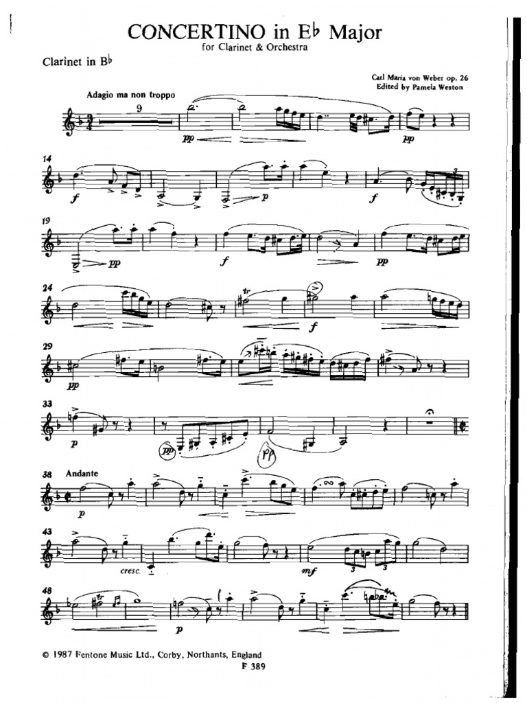 WEBER - Concertino Op.26 - CLARINETA - Weston Edition | PDF