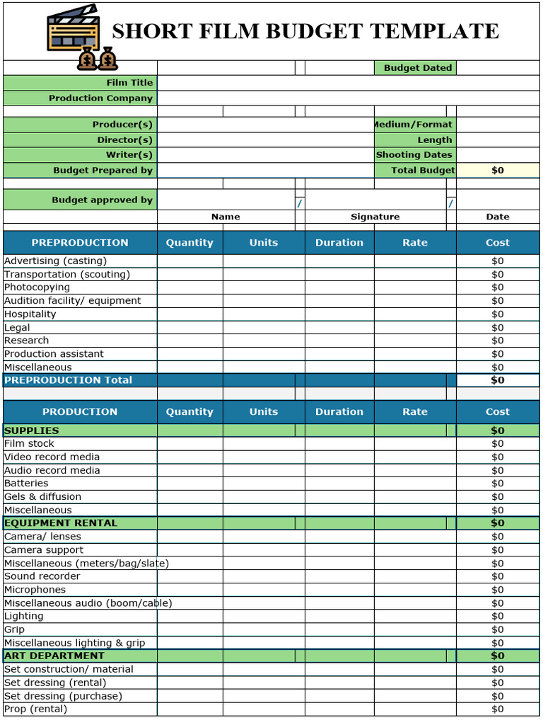 Short Film Budget Template Guide | PDF | Audio Engineer | Mass Media
