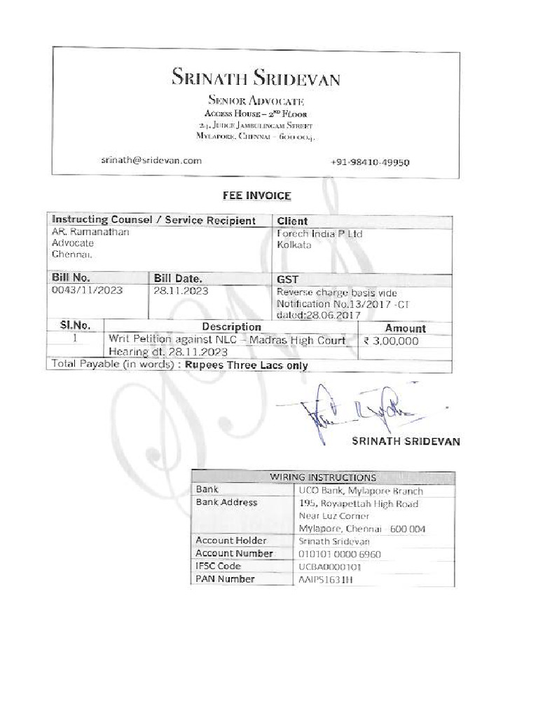 Forech India P Ltd-Invoice 0043 | PDF