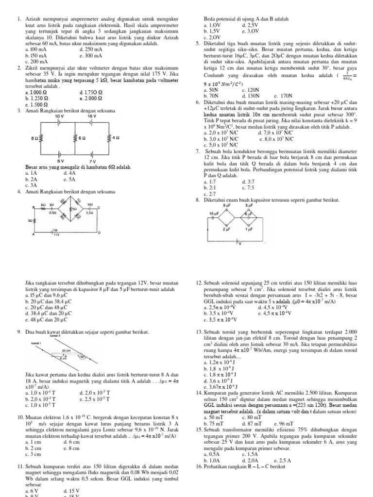 3 Soal PAS Fisika XII Gannjil 2023 | PDF