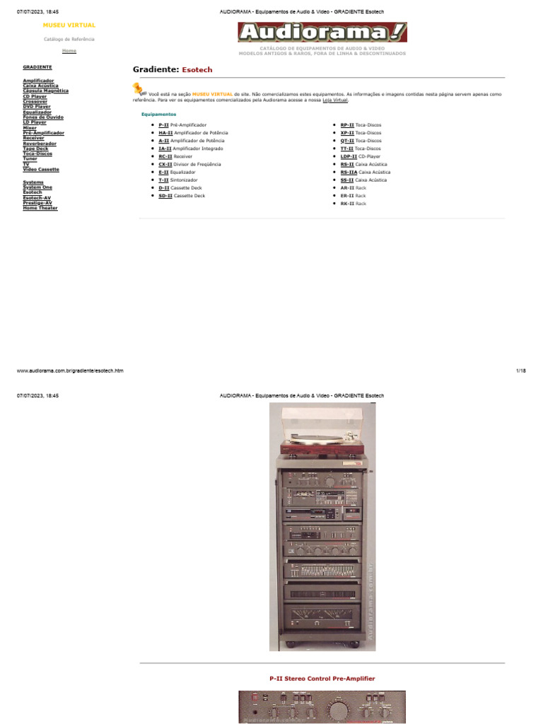 AUDIORAMA - Equipamentos de Audio & Video - GRADIENTE Esotech | PDF ...