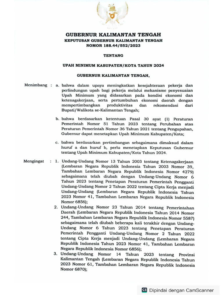 SK UMK Kalteng 2024 | PDF