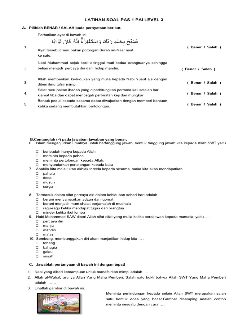 Latihan PAS PAI | PDF