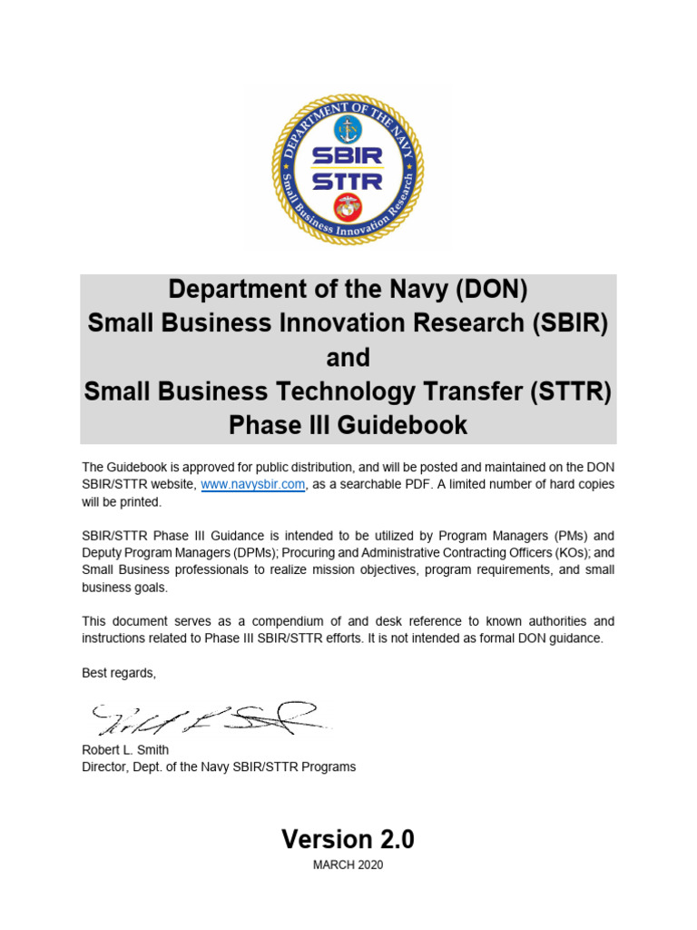 Don-Sbir STTR Phase-III Guidebook v2-2020 | PDF | United States ...