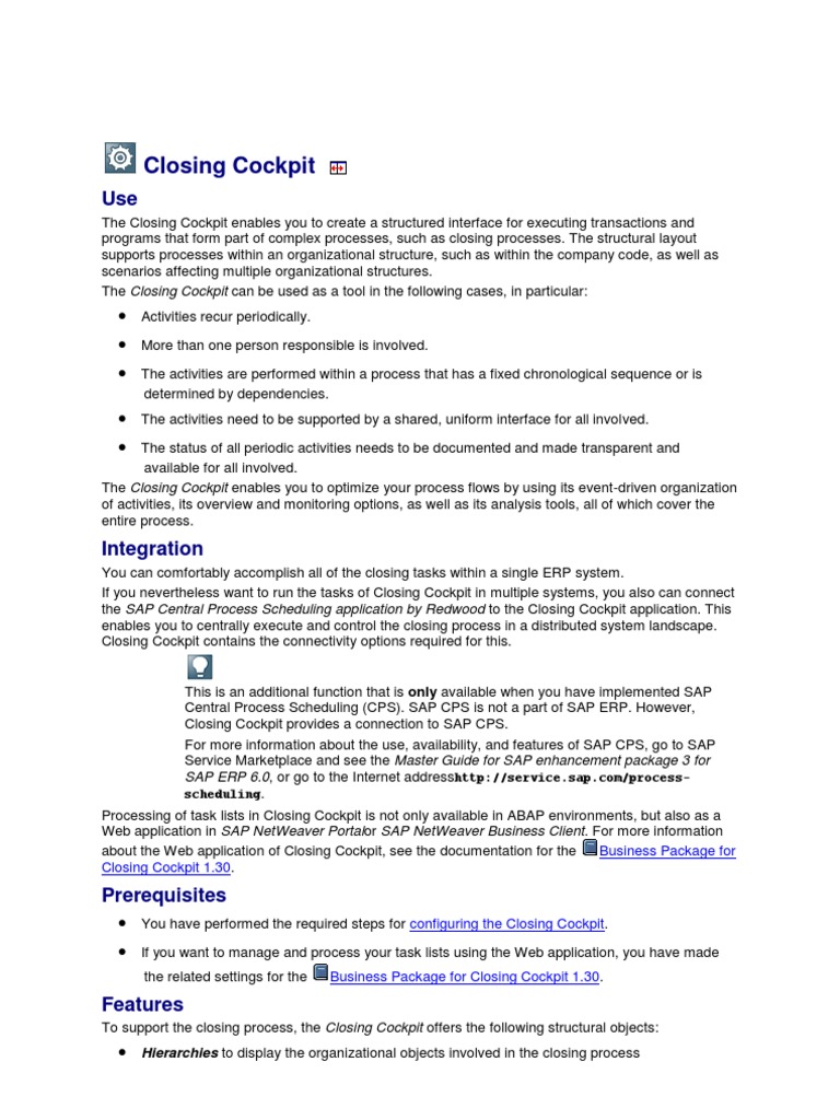 Closing Cockpit SAP | PDF | Cache (Computing) | Input/Output