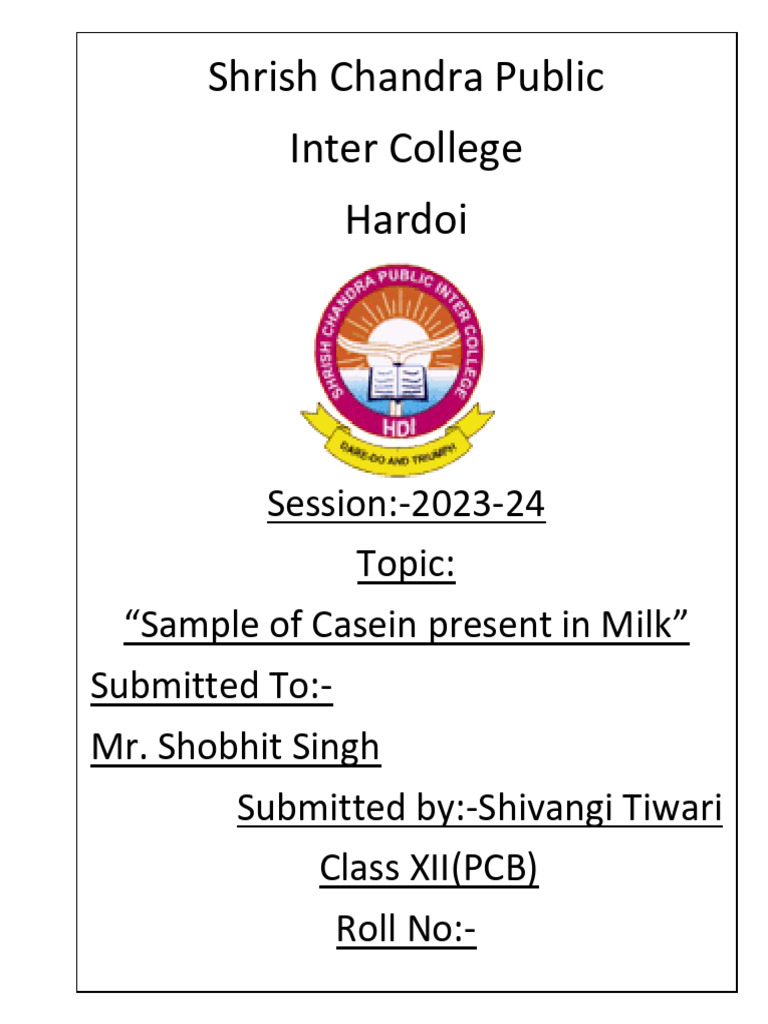 Shrish Chandra Public Inter College Hardoi | PDF | Milk | Chemistry