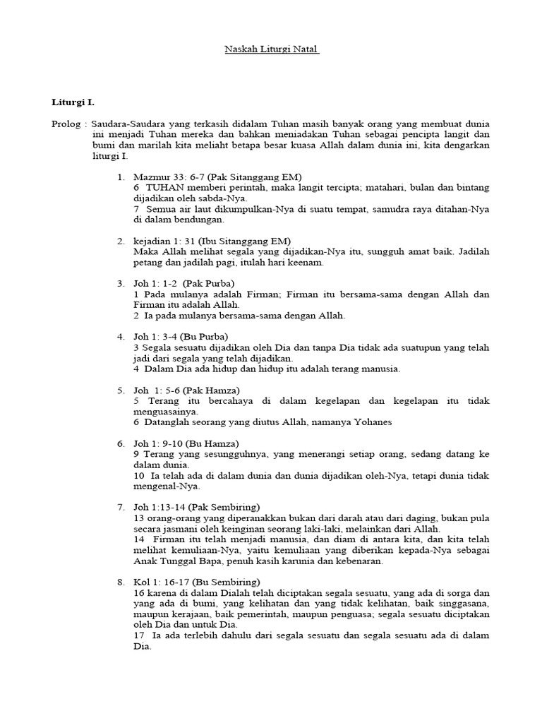 Naskah Liturgi Natal Untuk MC Dan Gunting | PDF