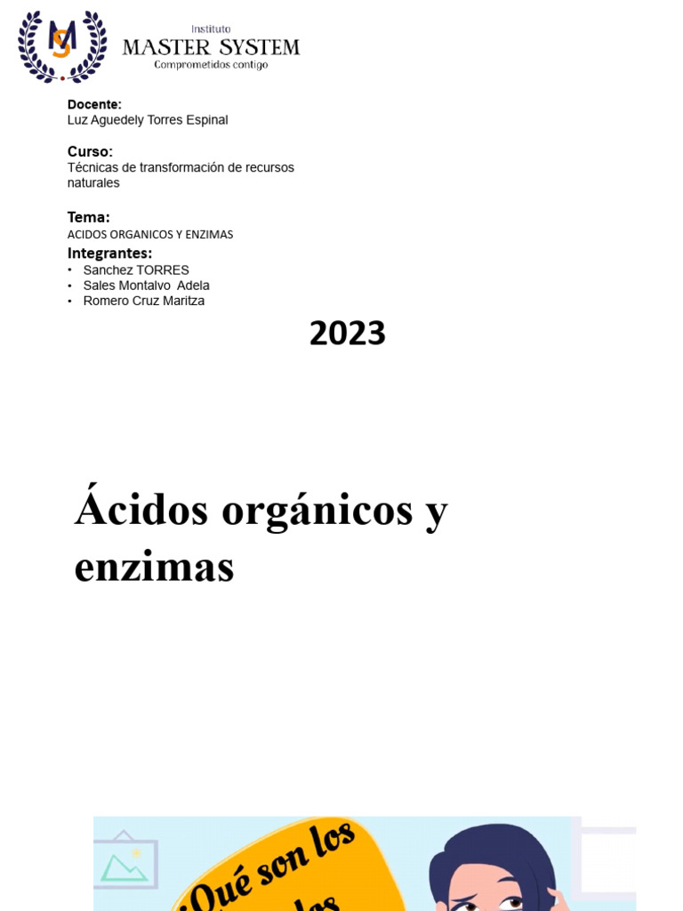 Ácidos Orgánicos y Enzimas: Usos y Clasificación | PDF | Catálisis ...
