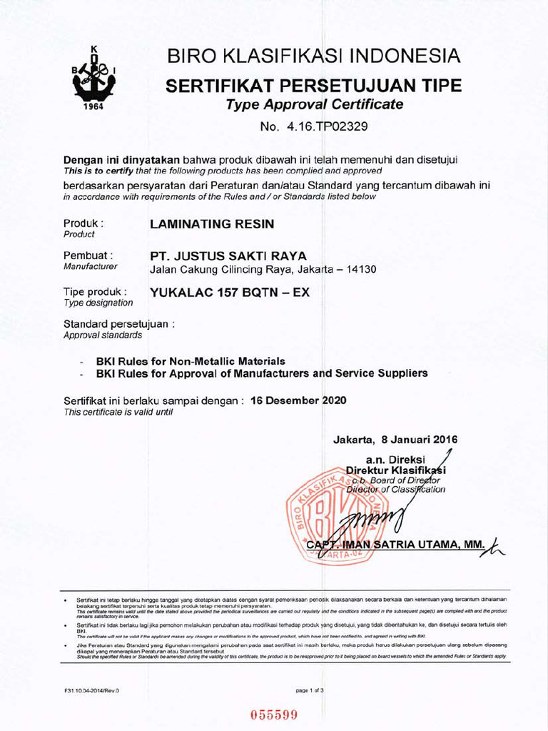 Yukalac 157-BKI Certf | PDF