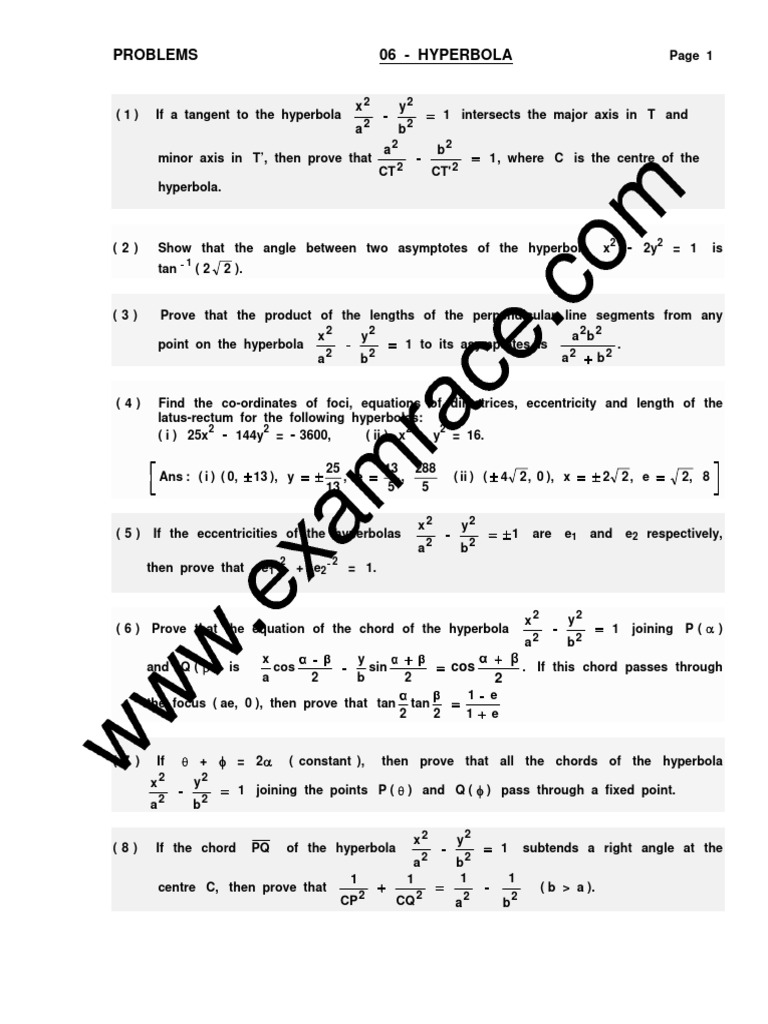 Mathematics Hyperbola Download Free Pdf Perpendicular Elementary