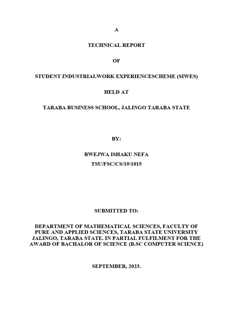 Siwes Report On Networking | PDF | Network Topology | Computer Network
