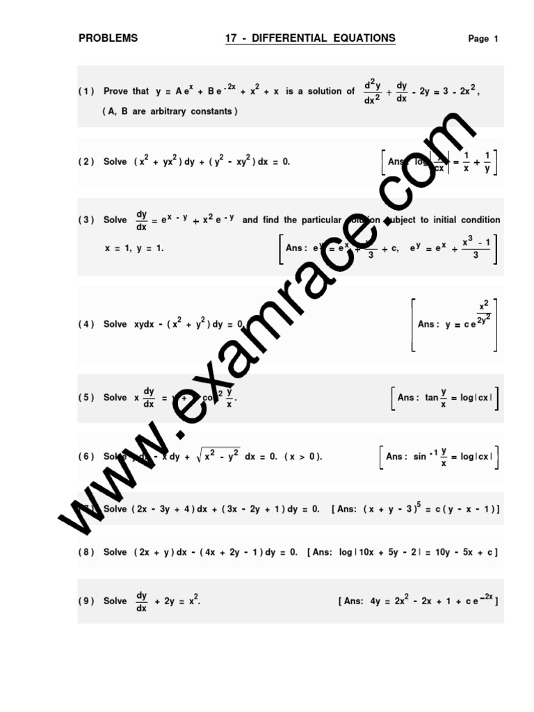 1mathematics Differential Equations | PDF | Ordinary Differential Equation | Equations