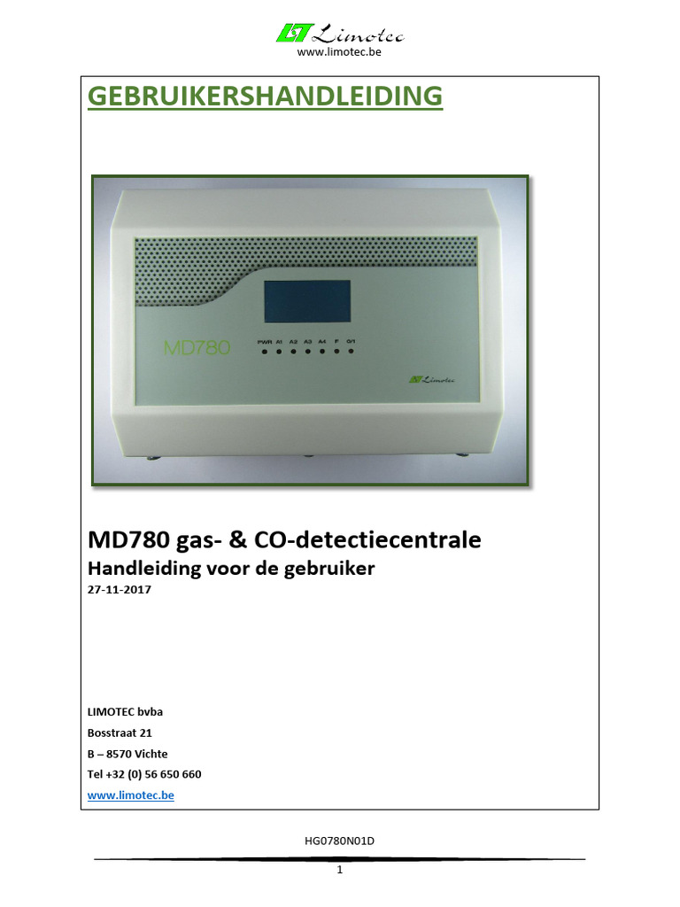 MD780 Gas CO Detectiecentrale | PDF