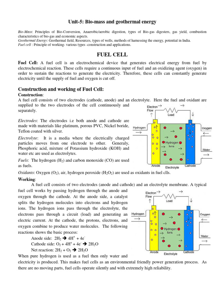 RES - Unit-V Material | PDF | Fuel Cell | Electrode