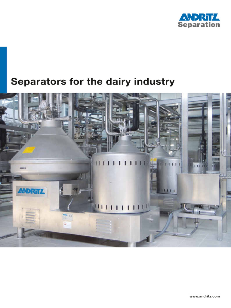 Andritz Separation Separators For The Dairy Industry | PDF | Dairy | Pump