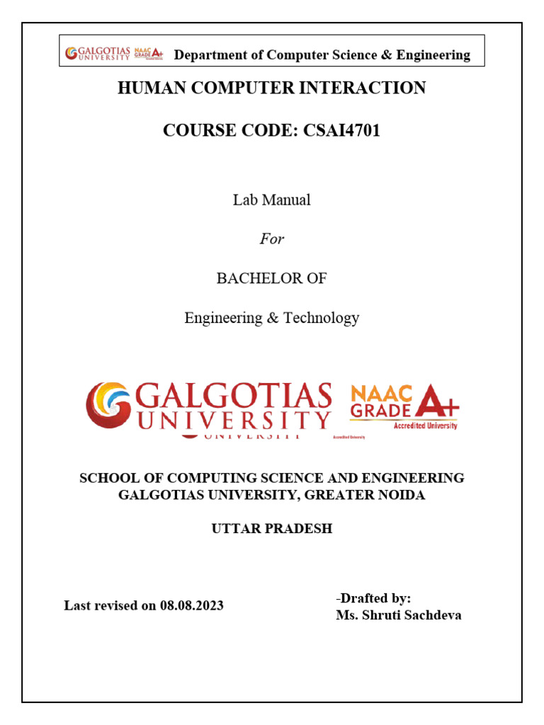 Hci - Lab Manual | Download Free PDF | Usability | Human–Computer Interaction