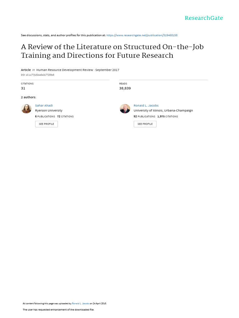Structured On-the-Job Training Review | PDF | Mentorship | Evaluation