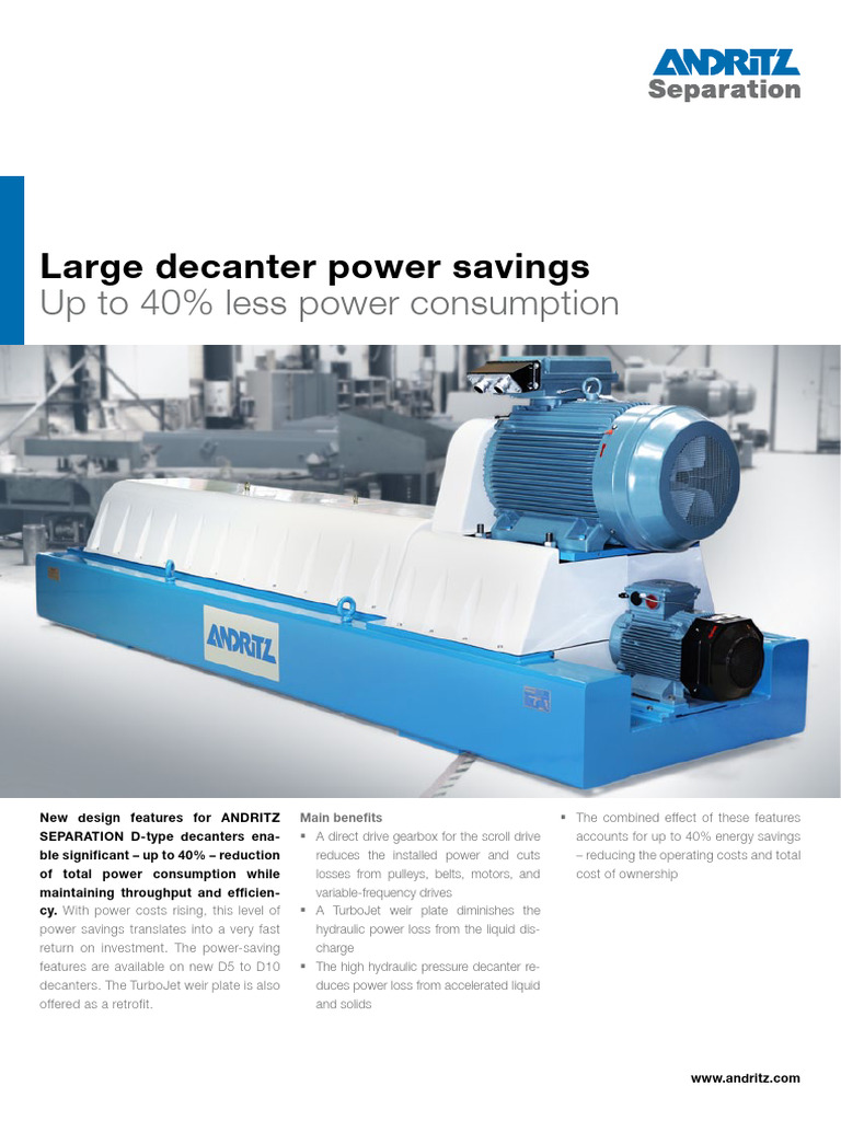 Andritz Separation Large Decanter Power Savings | PDF | Jet Engine ...