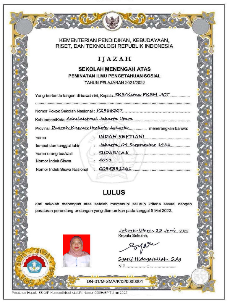 Ijazah Sma Ips Paket C | PDF