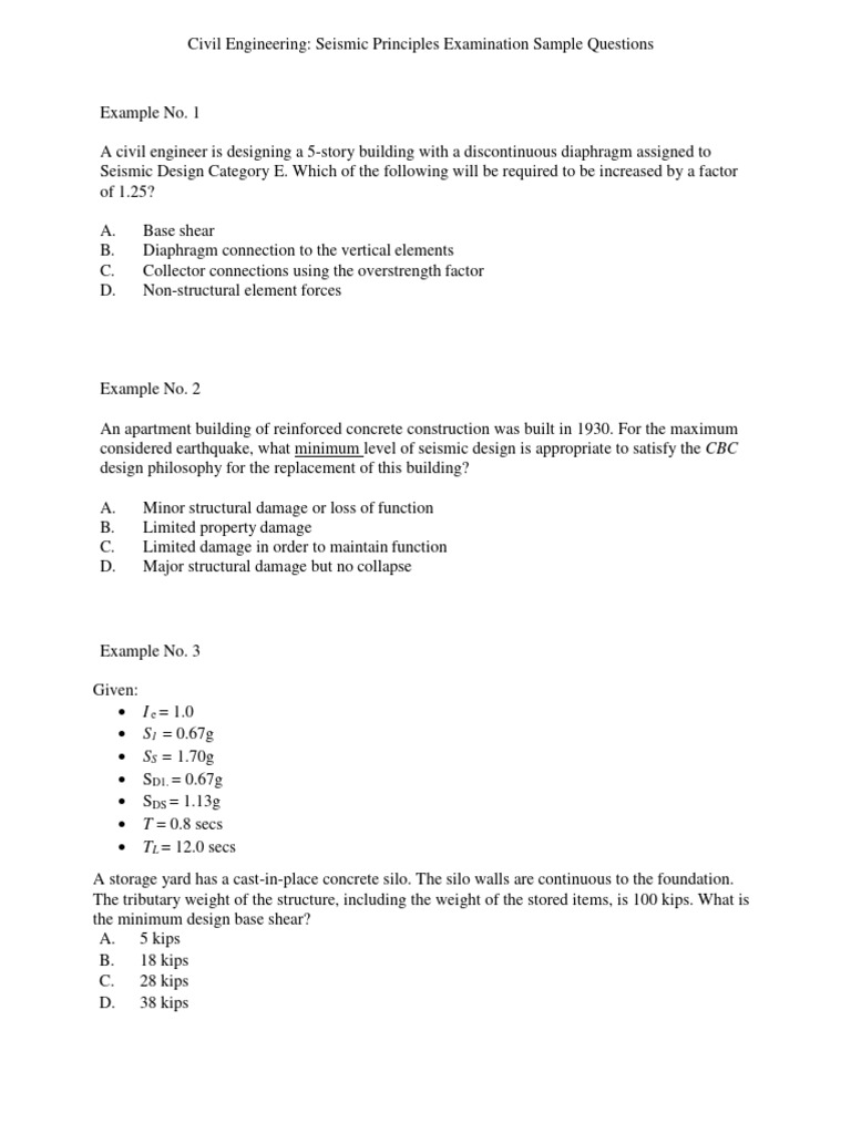 Sample Seismic Questions | PDF