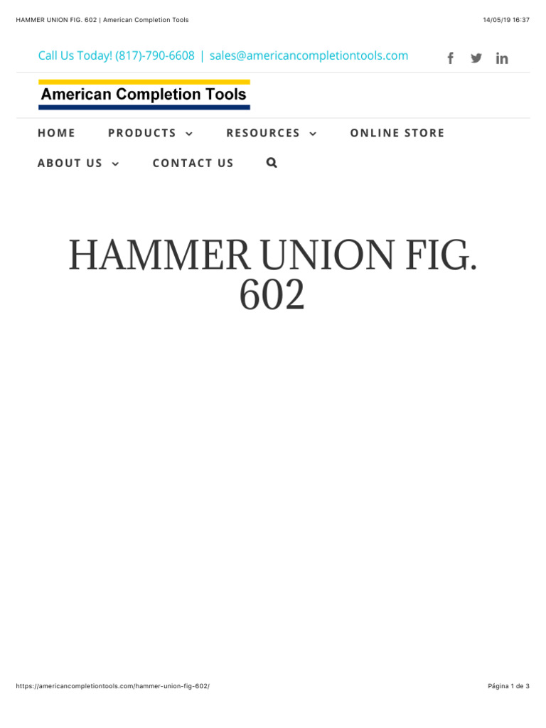 HAMMER UNION FIG. 602 - American Completion Tools | PDF | Metalworking ...