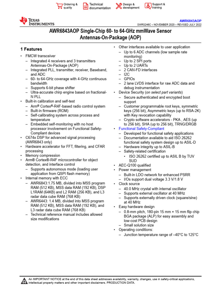 Awr 6843 Aop | PDF | Analog To Digital Converter | Digital Signal ...