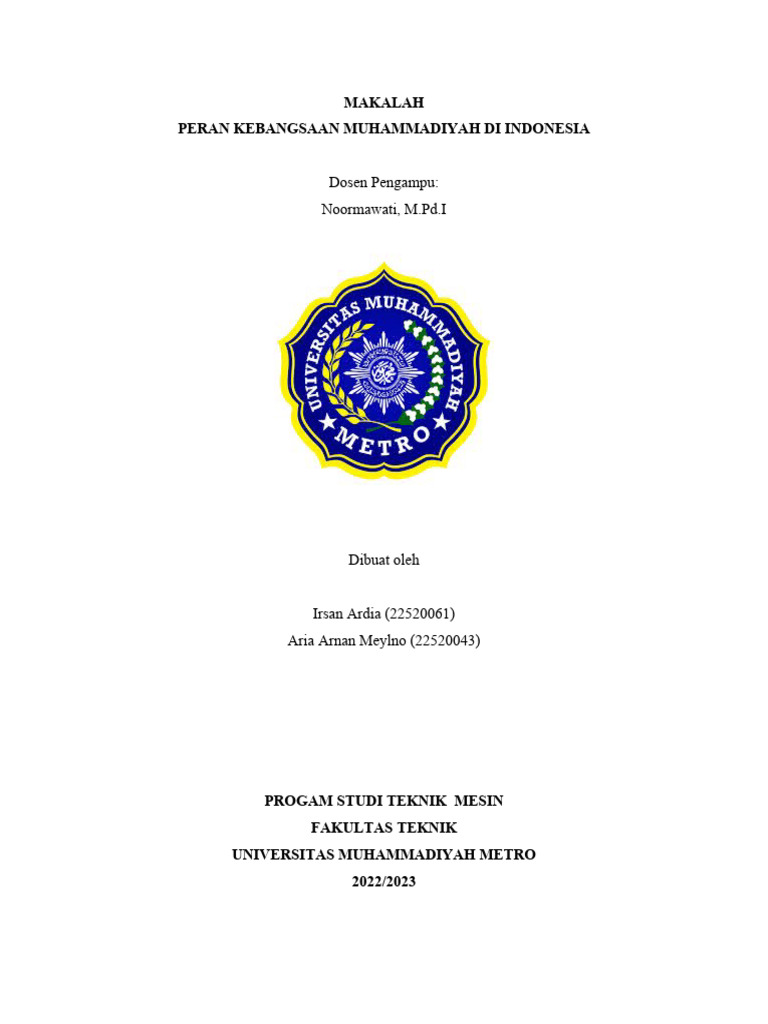 Peran Kebangsaan Muhammadiyah | PDF | Karier & Perkembangan | Politik