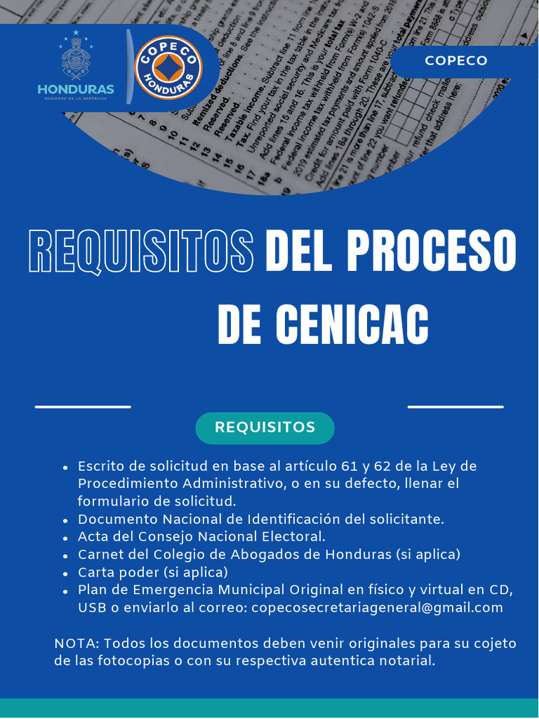 Requisitos para Cenicac en COPECO | PDF