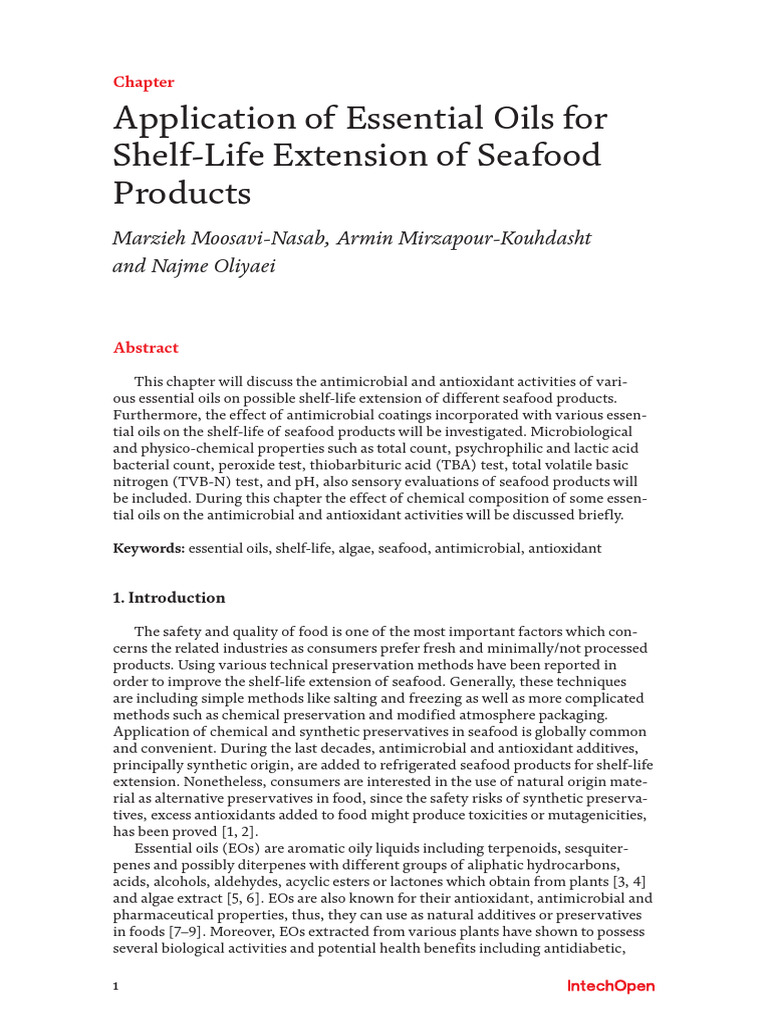 Application of Essential Oils For Shelf-Life Extension of Seafood ...