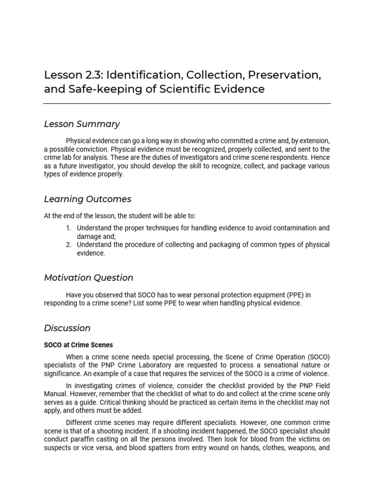 Lesson-2 3 | PDF | Crime Scene | Cartridge (Firearms)