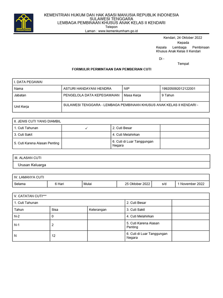 Formulir Cuti Manual | PDF