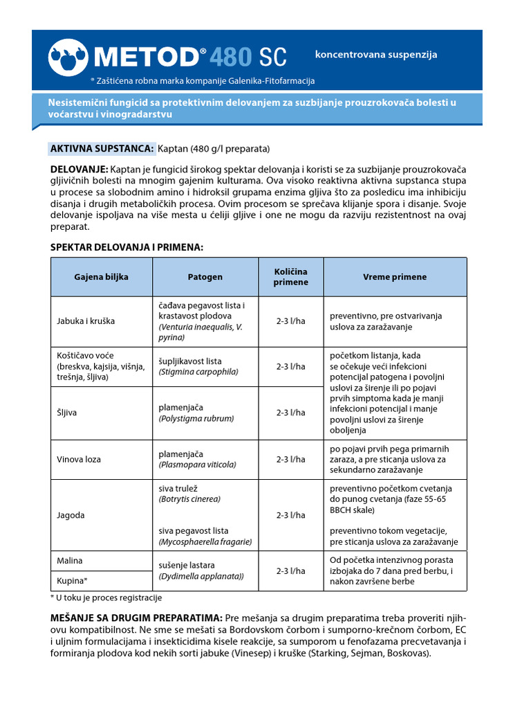 Detalji Metod 480 SC | PDF