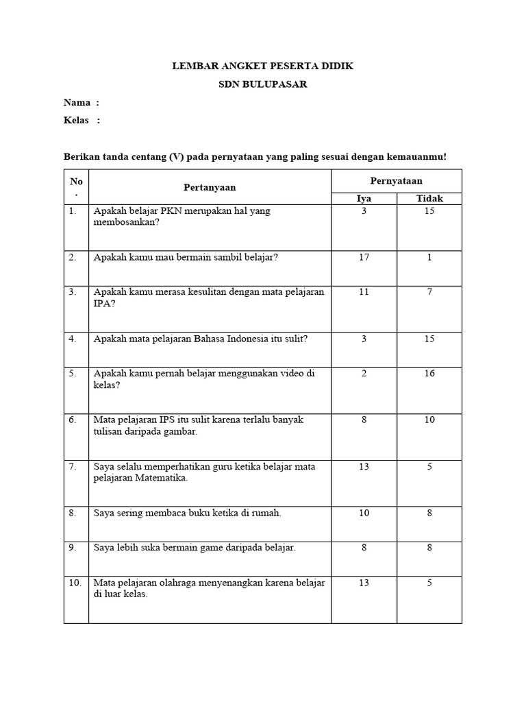 Hasil Wawancara Dan Angket | PDF
