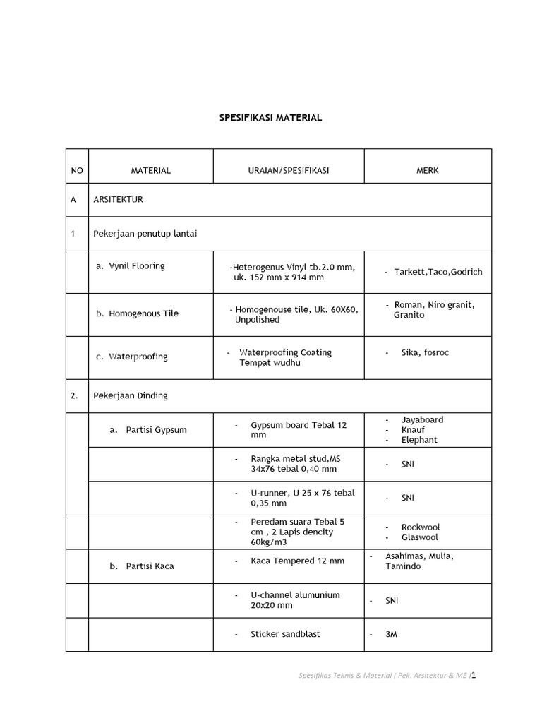 Material Specifications Guide | PDF | Building Engineering | Materials